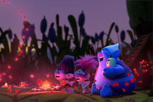 Which characters get stuck in the balloon and join the adventure?